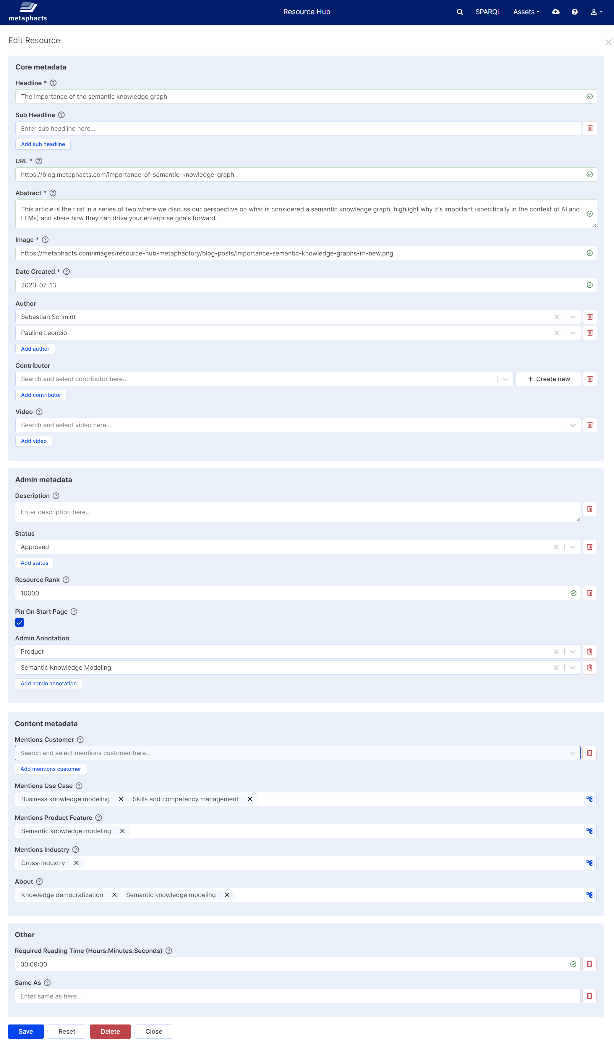 Building a knowledge graph-powered resource hub
